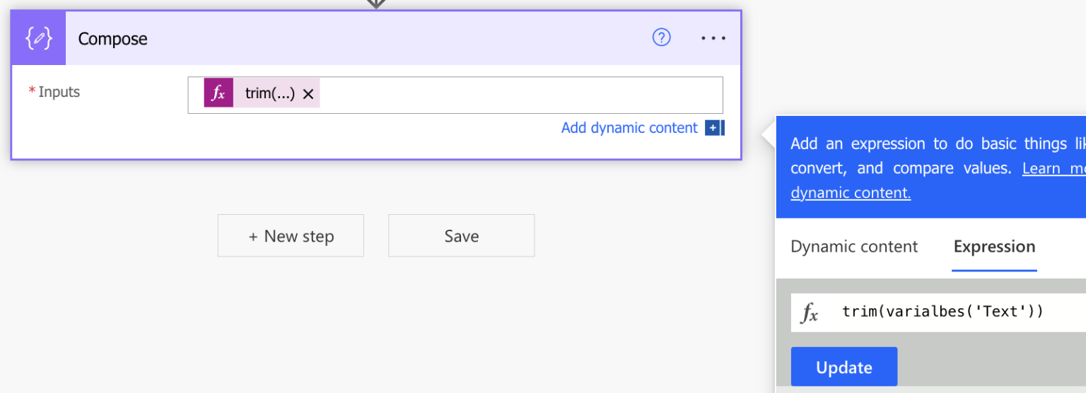 Using Trim function in Power Automate