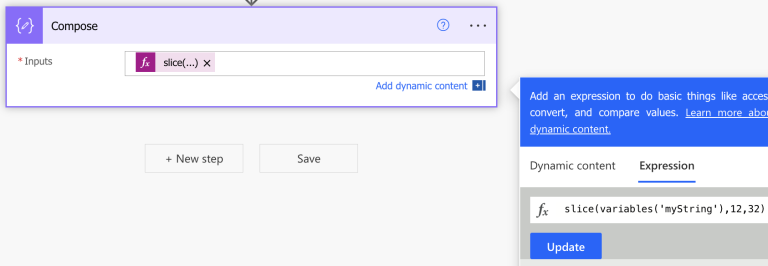 Using Slice function in Power Automate